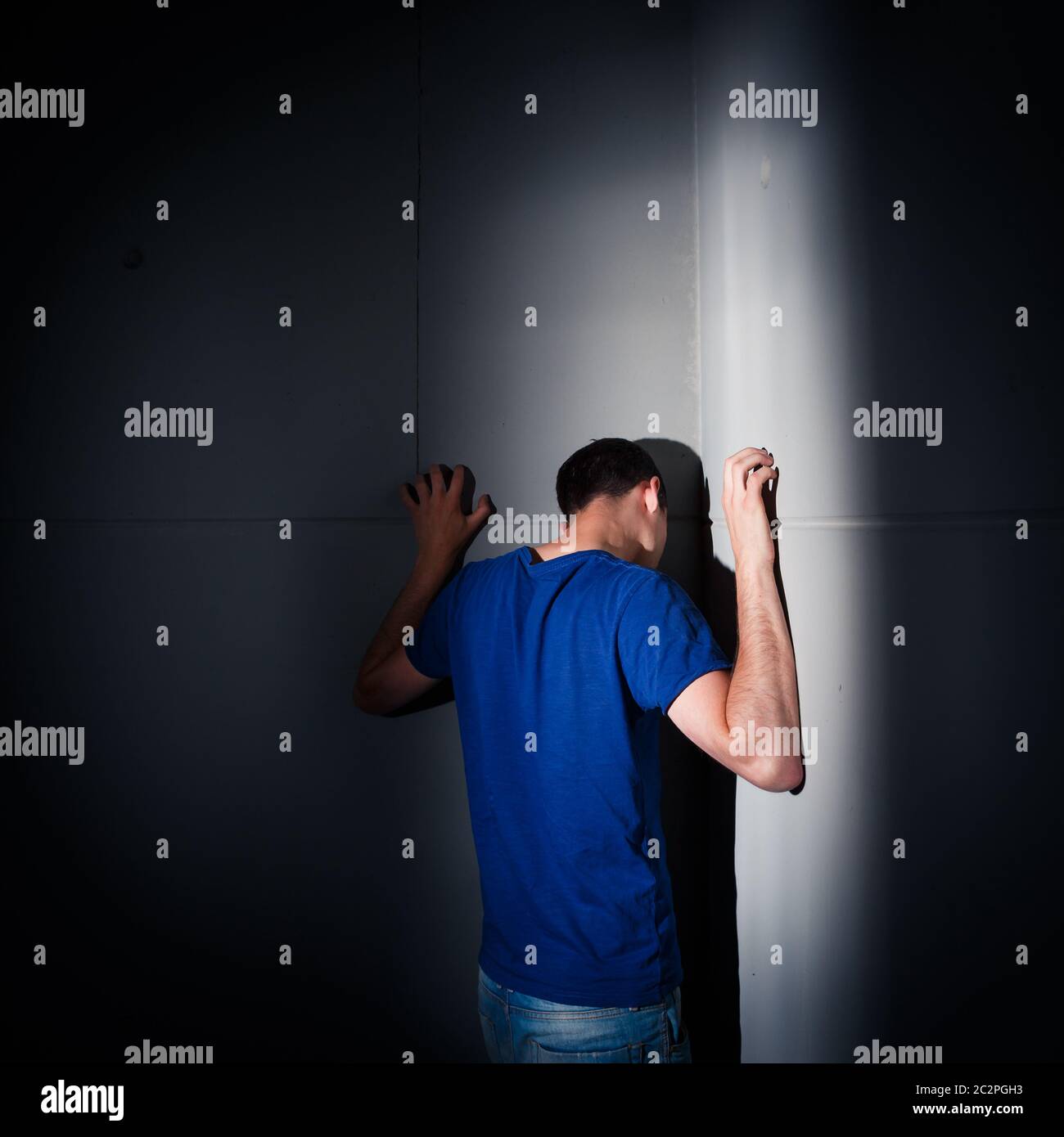 Young man suffering from a severe depression, anxiety (very harsh ...