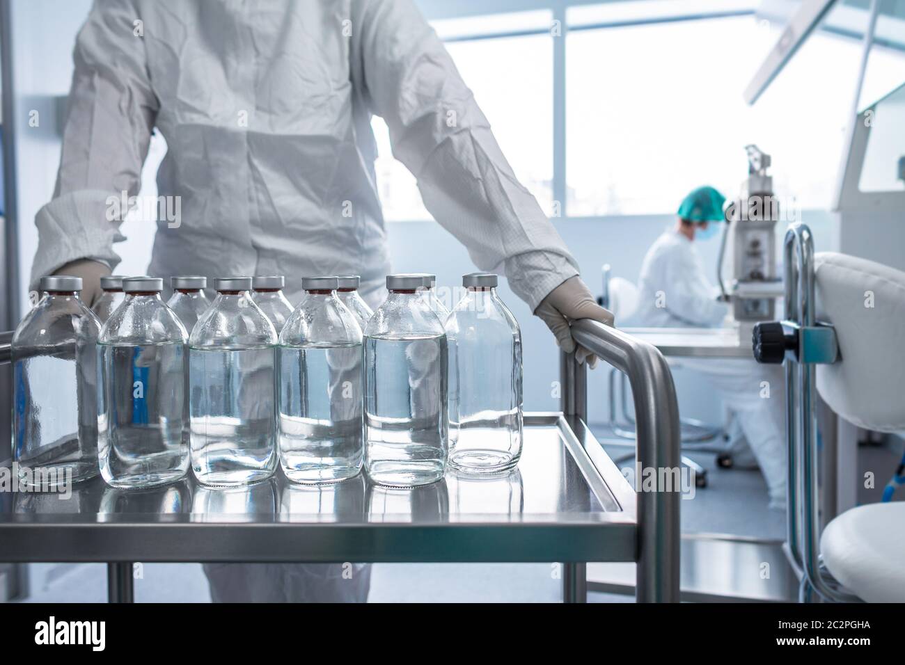 Flasks with liquids in a lab - Pharmaceutical industry factory and ...