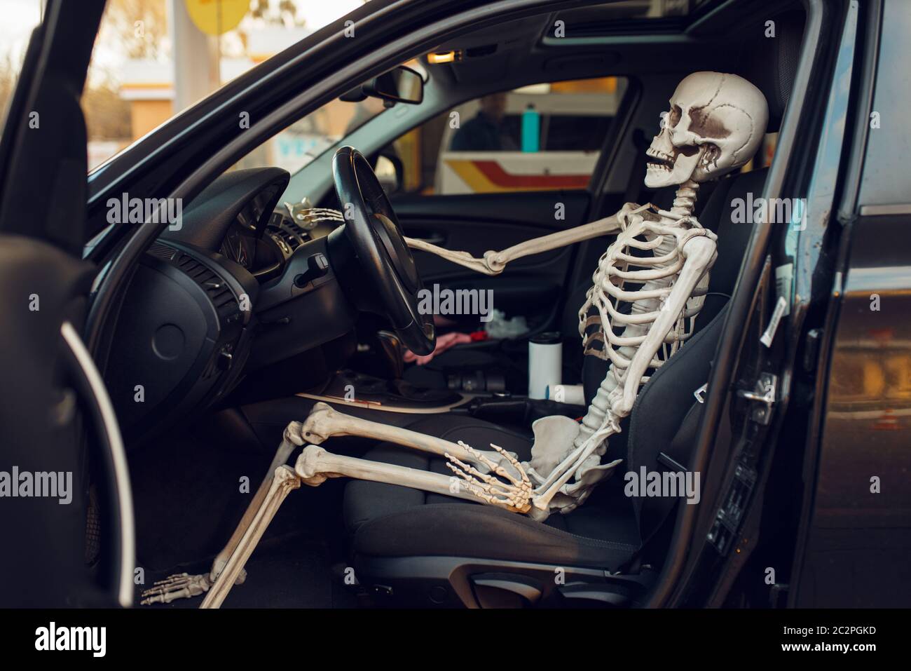 Human skeleton in car hi-res stock photography and images - Alamy