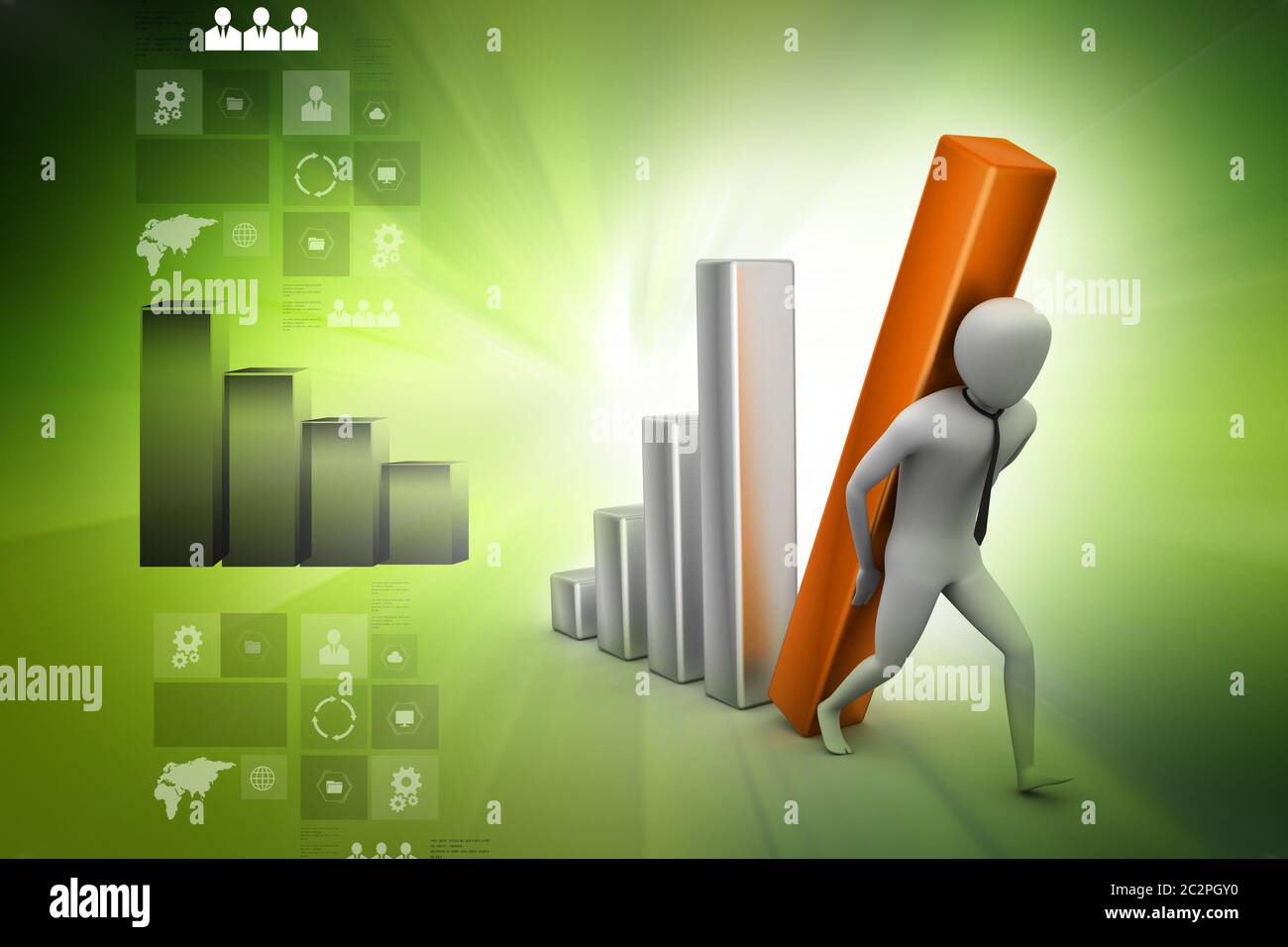 Business man pushing graph chart Stock Photo - Alamy