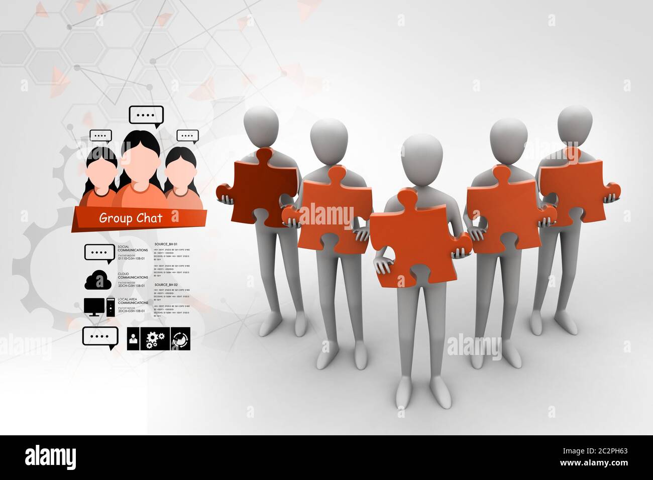 3d people - team with the puzzles in hands Stock Photo - Alamy