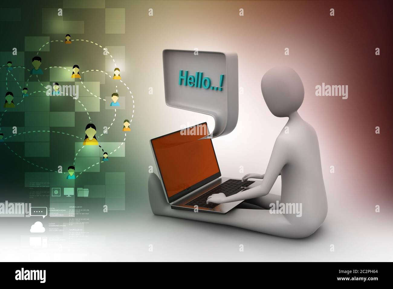 3d person chatting with laptop Stock Photo - Alamy