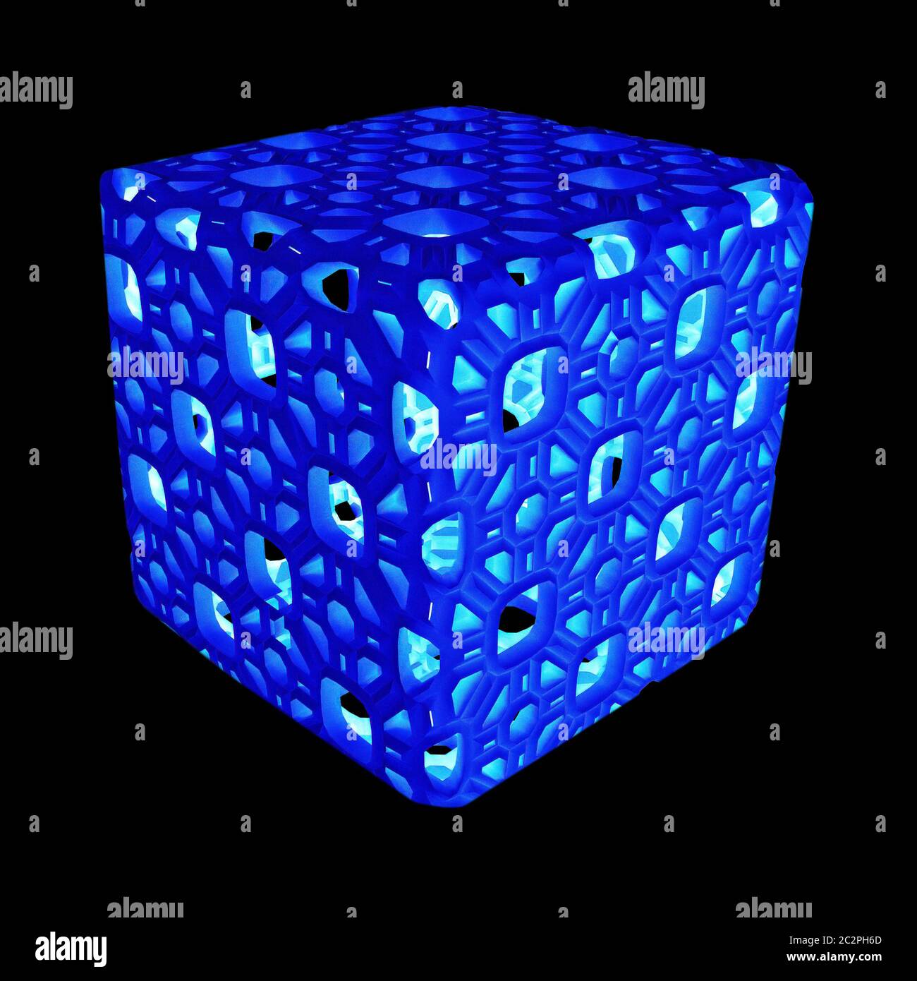 Neon Glowing Hollow Cube Isolated On Black Background Stock Photo - Alamy