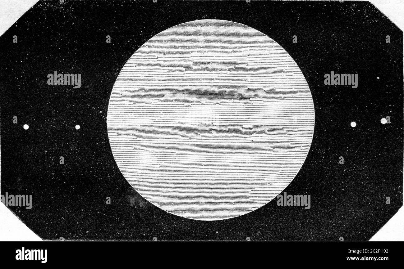 Jupiter as seen from the earth, vintage engraved illustration. Magasin ...