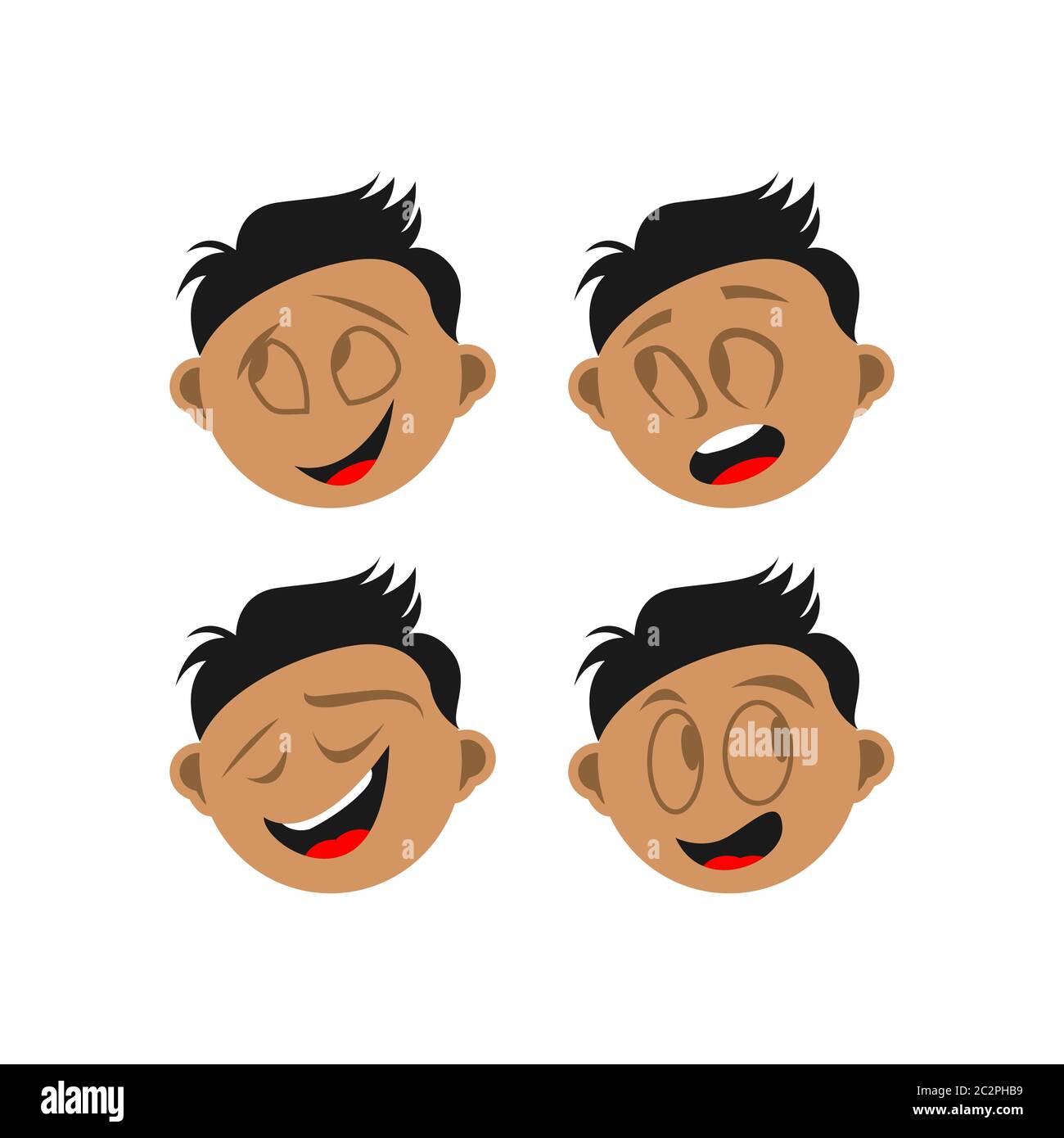 Set of kid`s emotions. Facial expression. Cartoon boy avatar. Vector ...