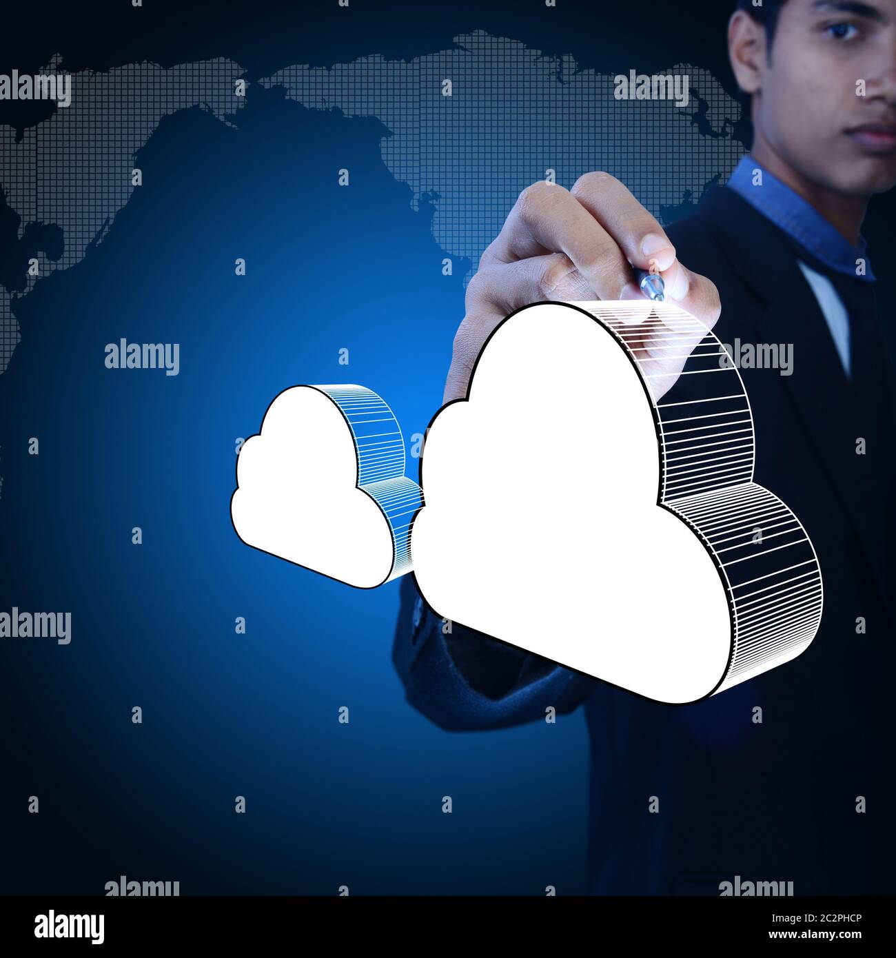 Business man showing concept of cloud computing Stock Photo - Alamy