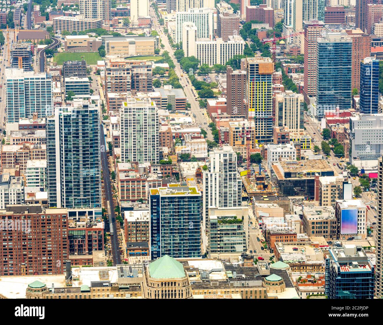 Modern city top view. Skyscrapers building technologies in steel ...