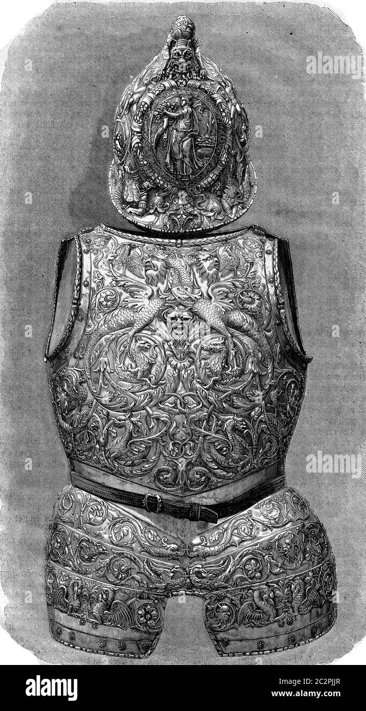 Museum retrospective of 1865, Italian Armor sixteenth century, vintage ...