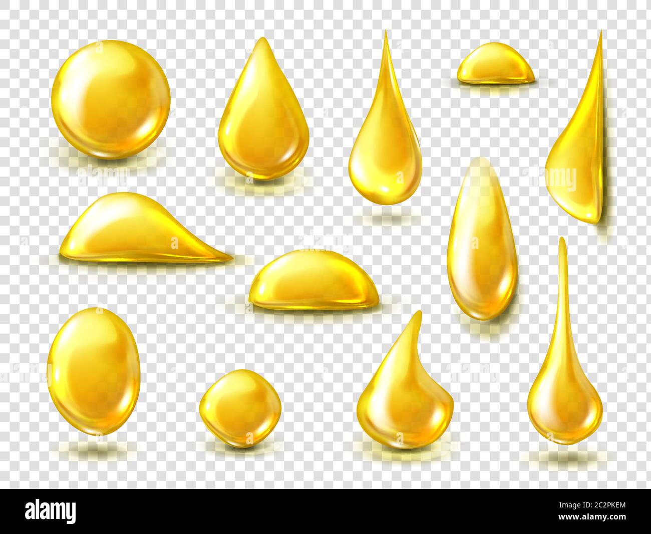 Golden drops of oil or honey isolated on transparent background. Vector ...