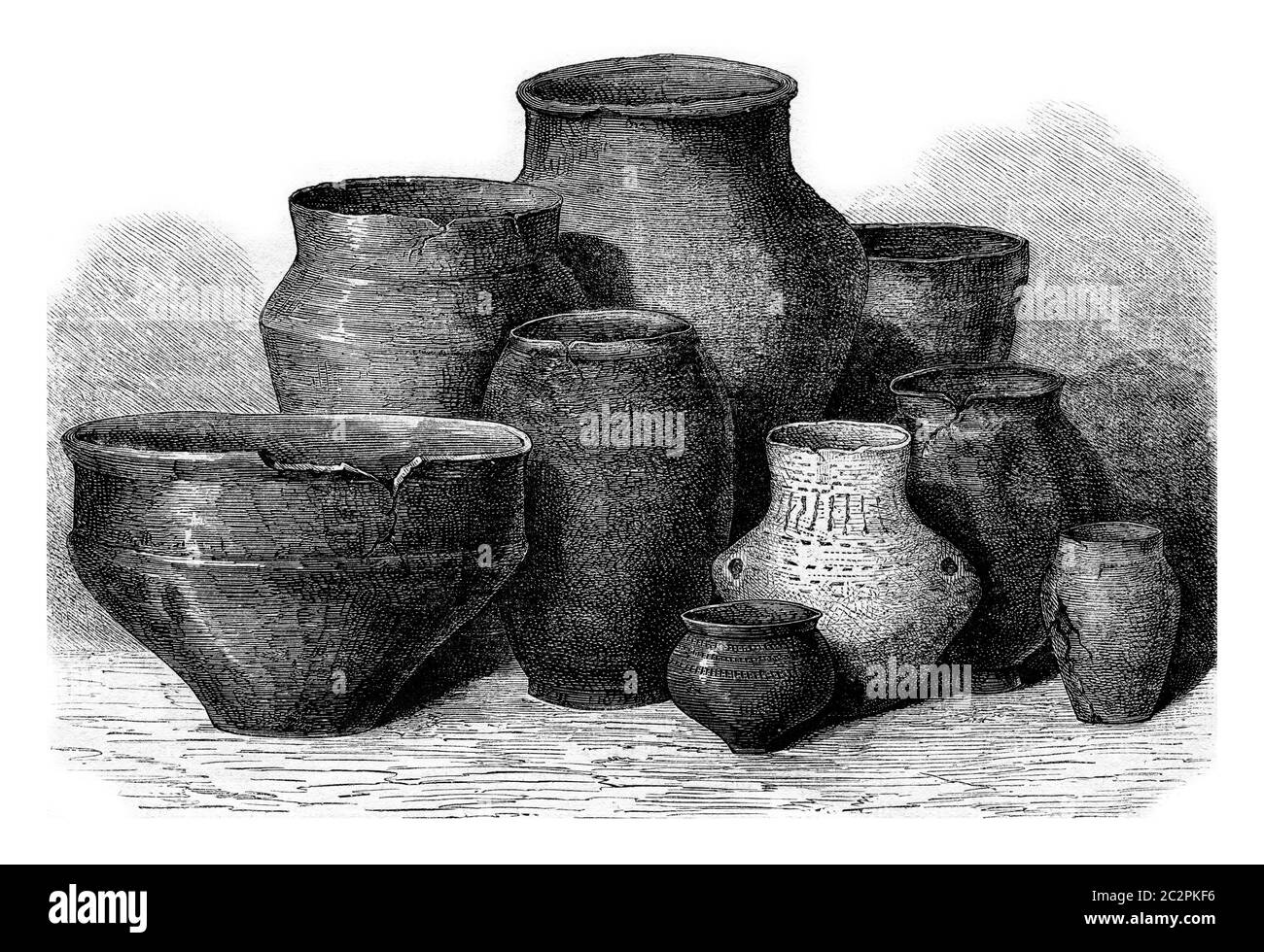 Manufacture de Sevres, Gallic pottery, vintage engraved illustration ...