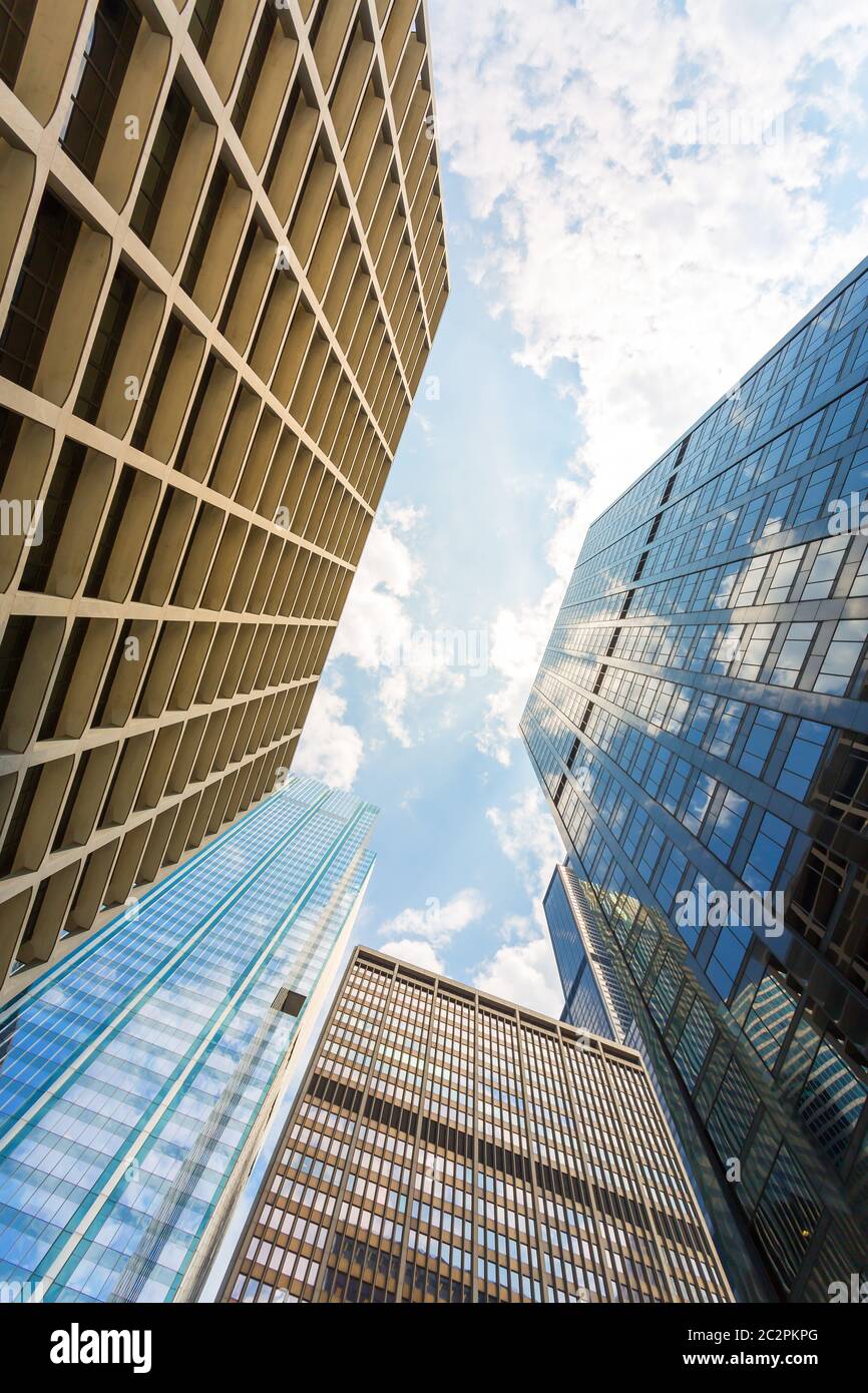 Bottom view on high skyscrapers Stock Photo - Alamy