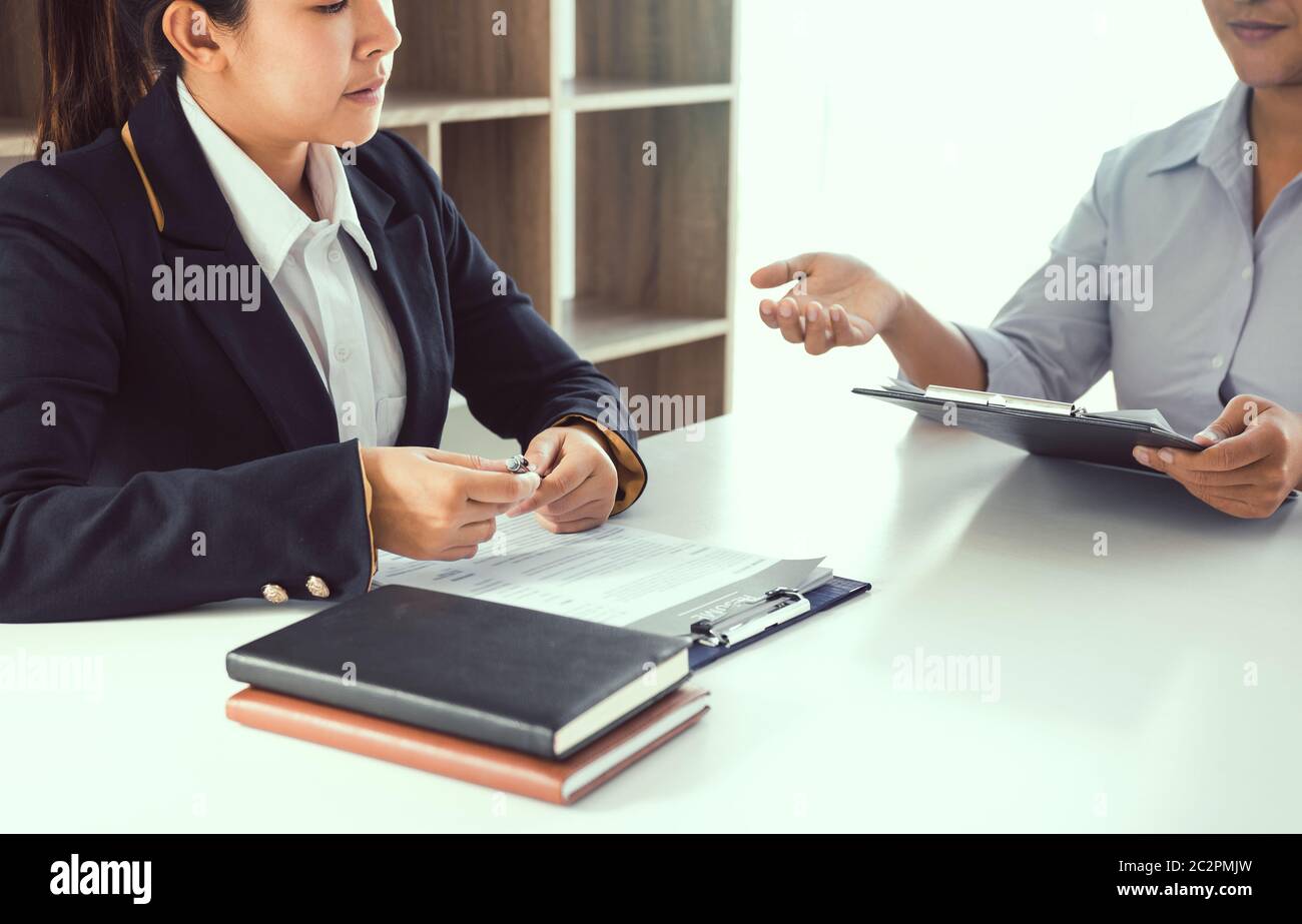 Employees are explaining about their past work experience for job ...