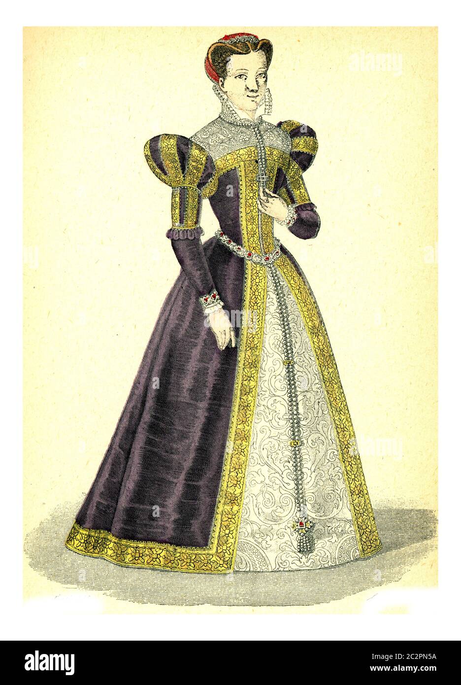 Marie Stuart, vintage engraved illustration. 12th to 18th century ...