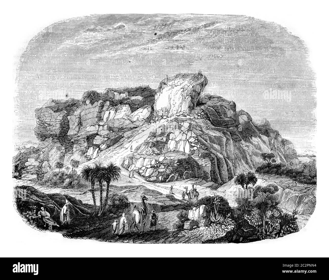 Ruins of the Tower of Babel views of the south side, vintage engraved ...