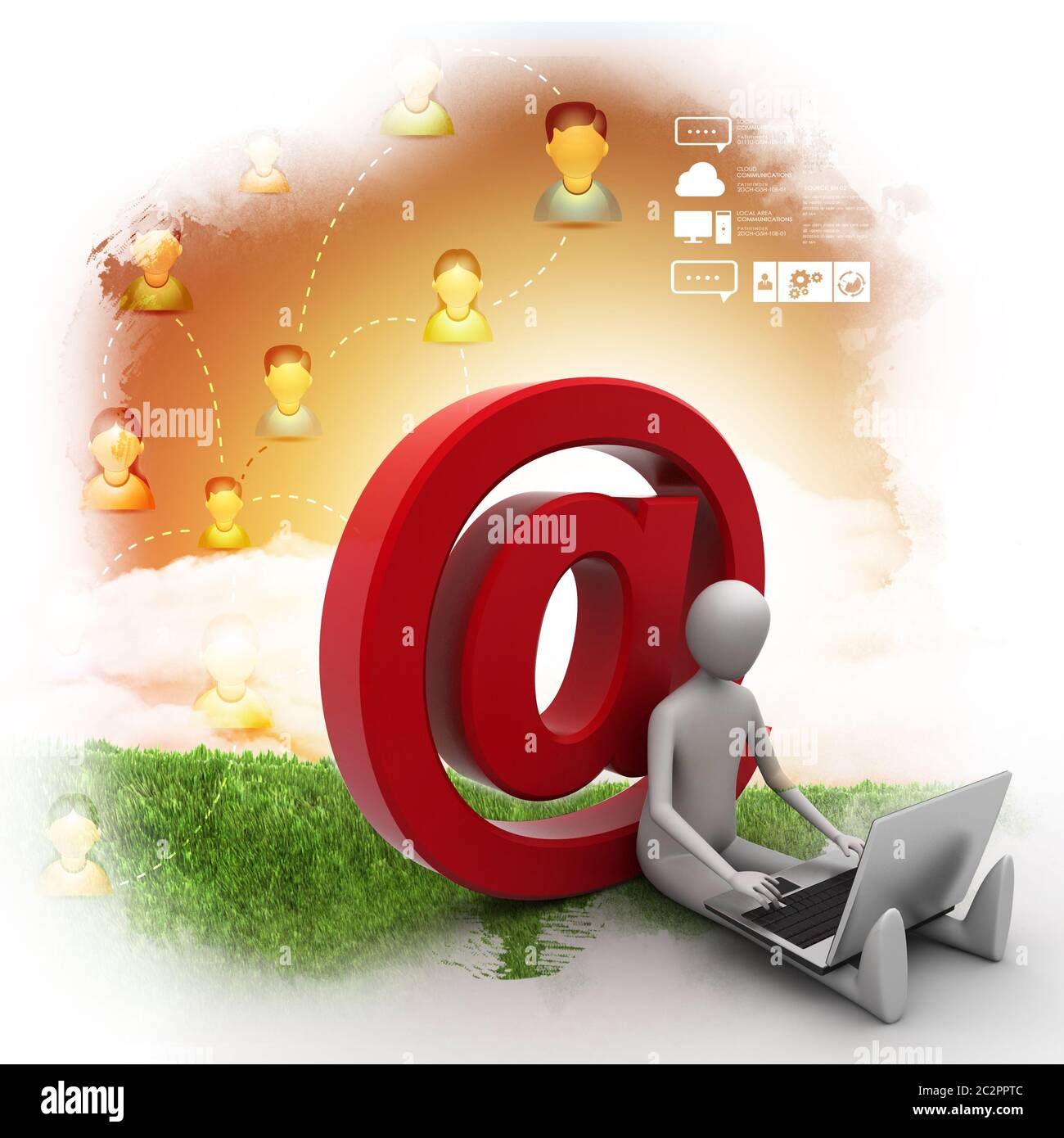 3d person with e mail symbol and laptop Stock Photo - Alamy