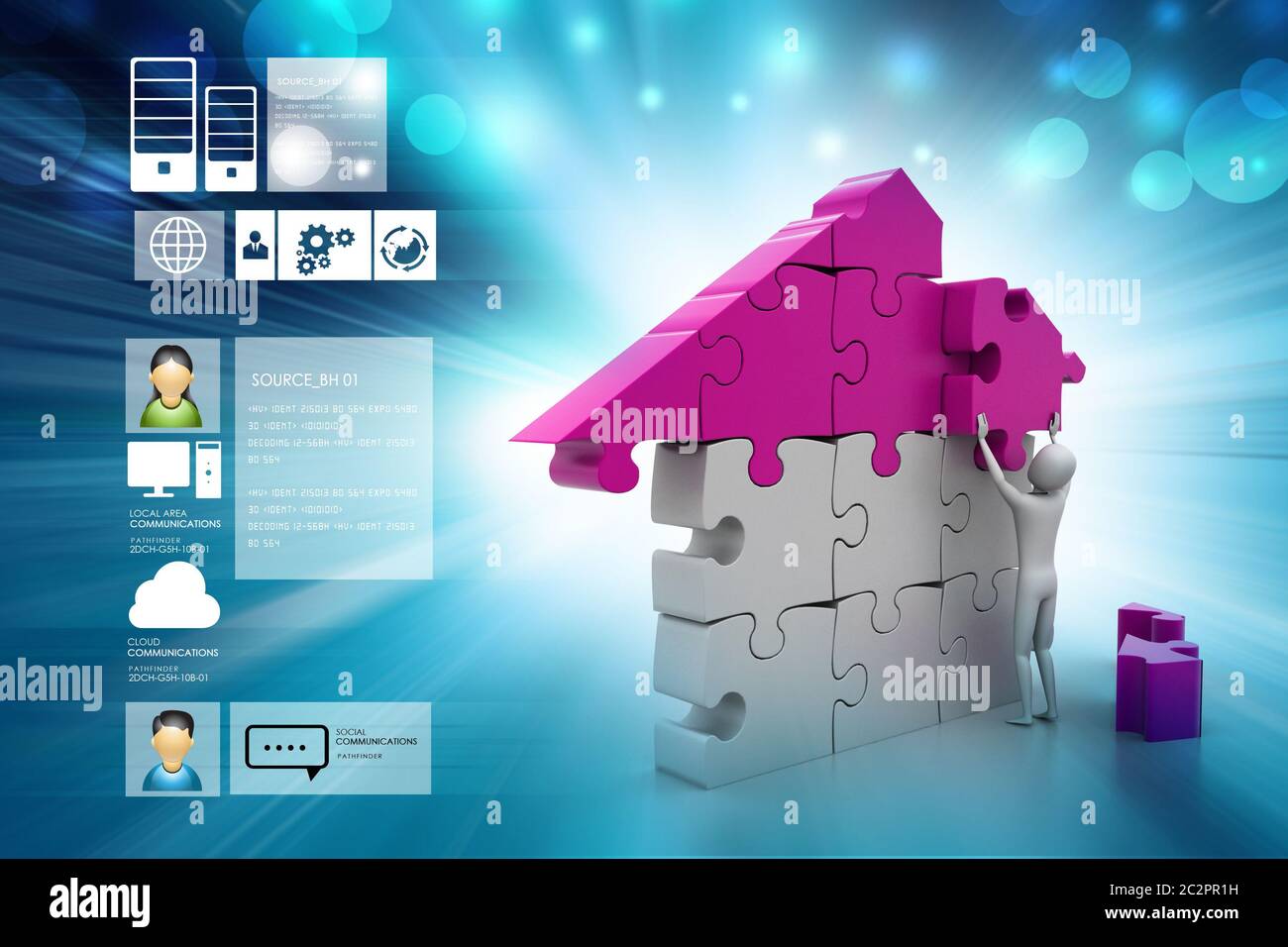 3d man, building the house Stock Photo - Alamy