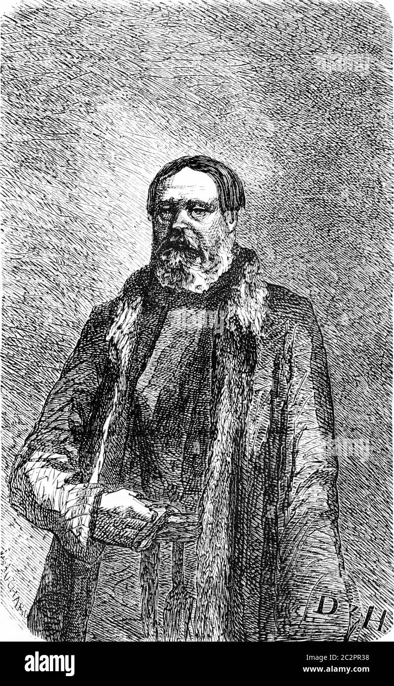 Russian merchant is the second Guild in Riga, vintage engraved ...
