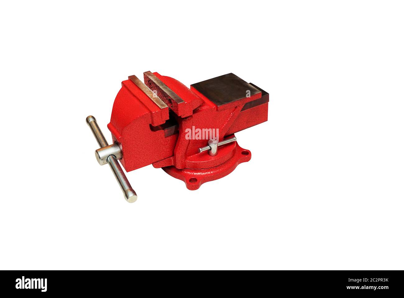 Red bench vise isolated on white background Stock Photo - Alamy