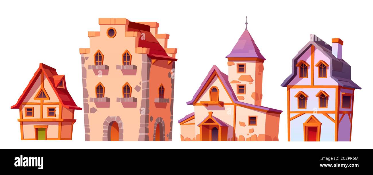 Medieval buildings, house town architecture. Dwelling construction ...