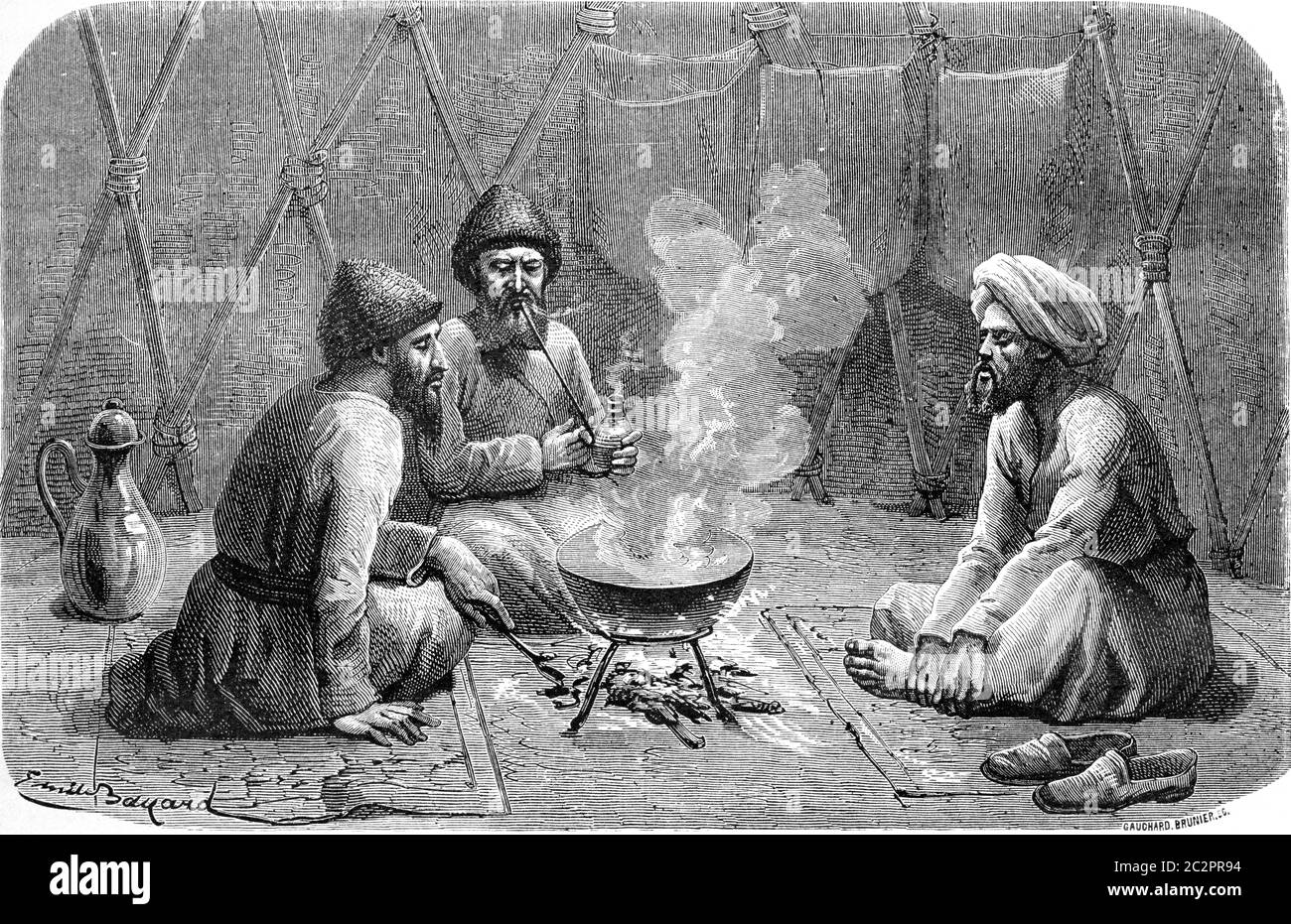 Turkmen traditional house drawing hi-res stock photography and images ...