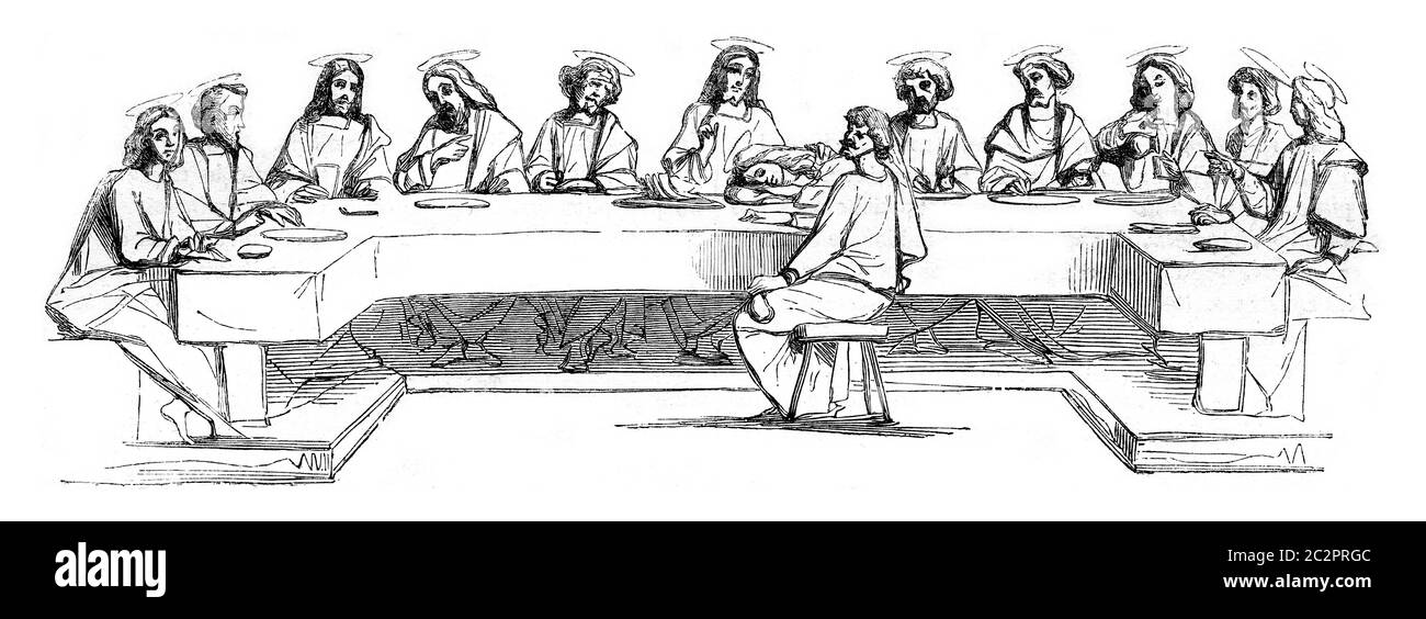 Last Supper, vintage engraved illustration. Magasin Pittoresque 1847 ...