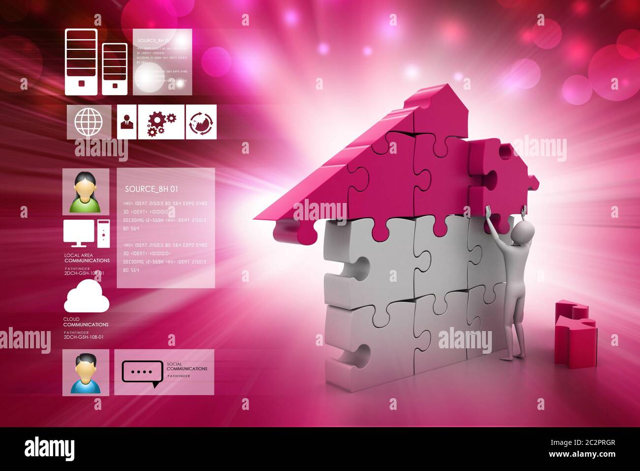 3d man, building the house Stock Photo - Alamy