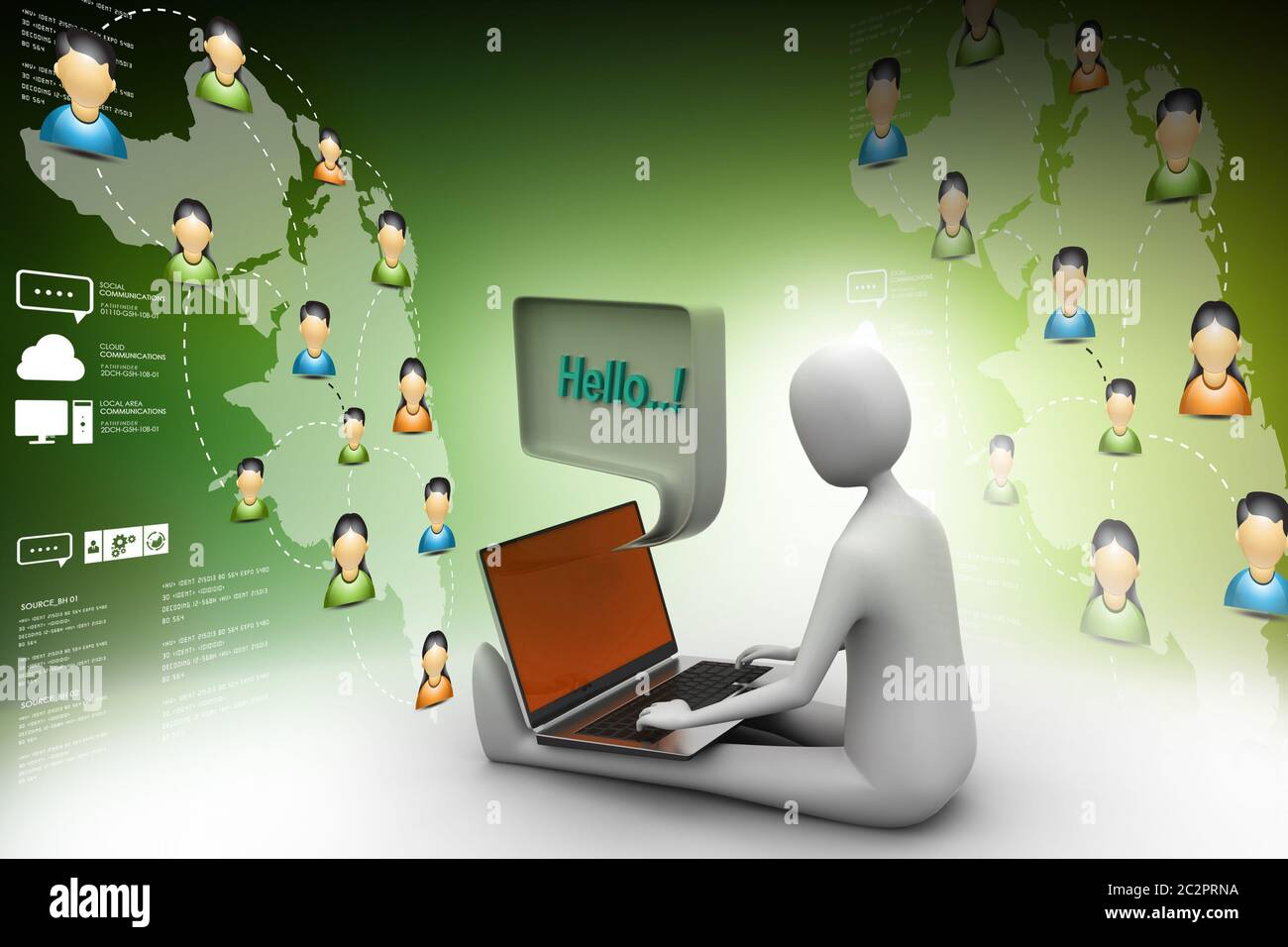 3d person chatting with laptop Stock Photo - Alamy