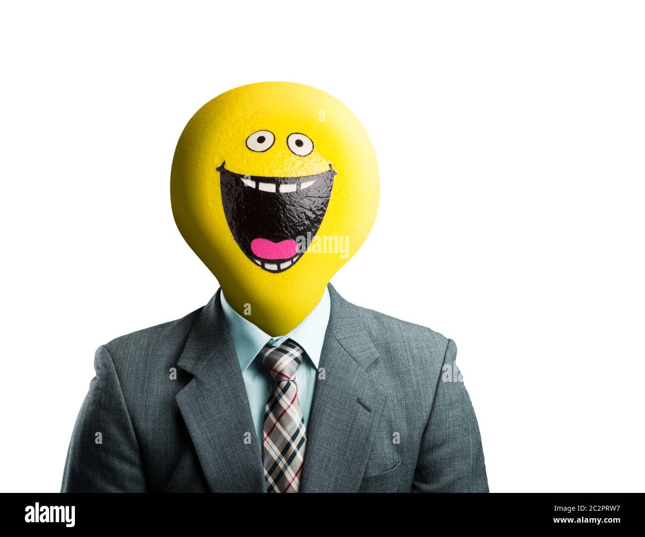 Businessman with balloon smiley face instead of his head Stock Photo ...