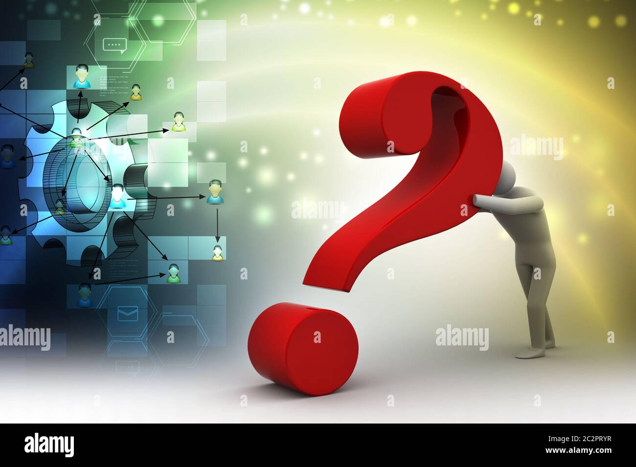 3D man with a question mark Stock Photo - Alamy