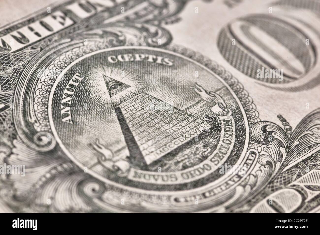 Masonic Symbol Of The Truncated Pyramid And The All Seeing Eye Present In The Us Dollar Bill 