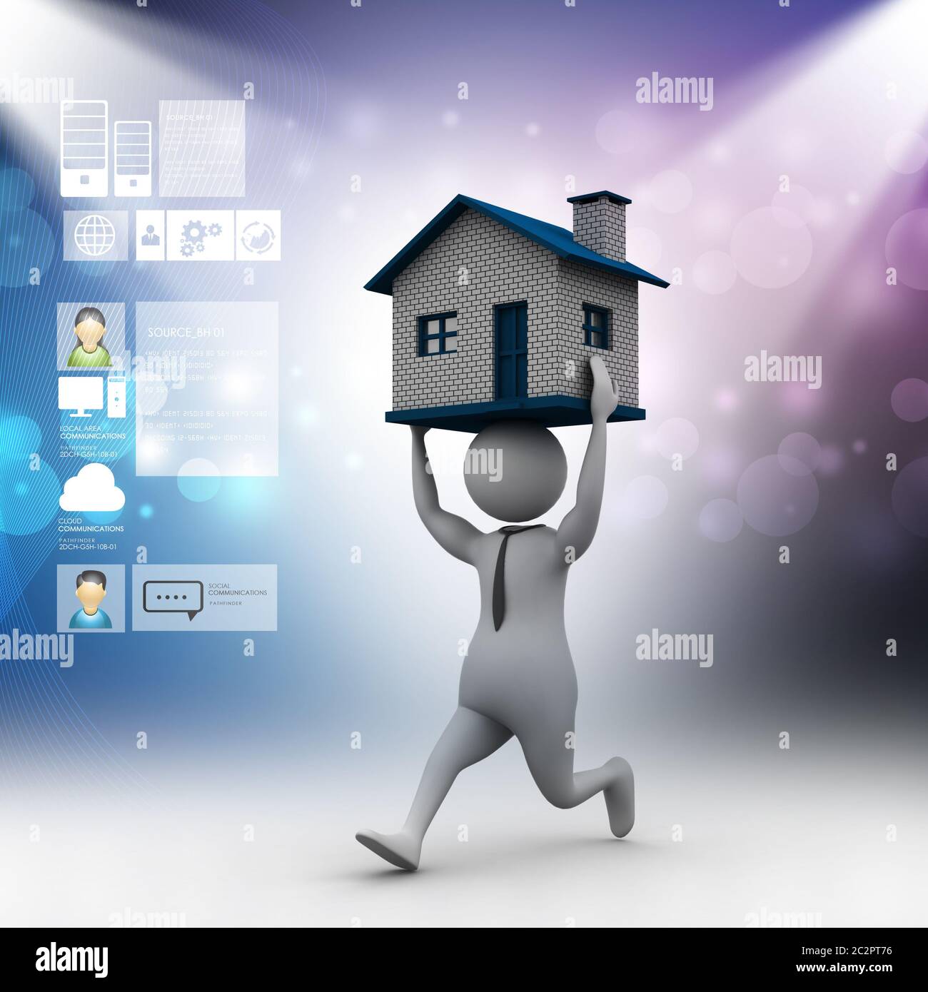 3d man carrying the home Stock Photo - Alamy