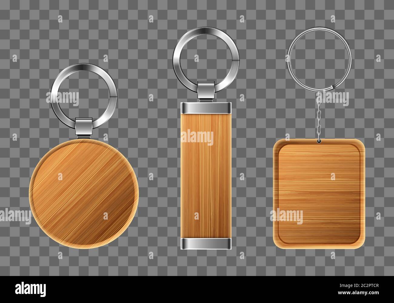Wooden Keychains Keyring Holders With Metal Rings Brown Wood