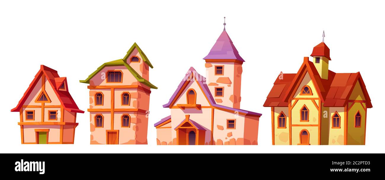 Medieval buildings, house town architecture. Dwelling construction ...