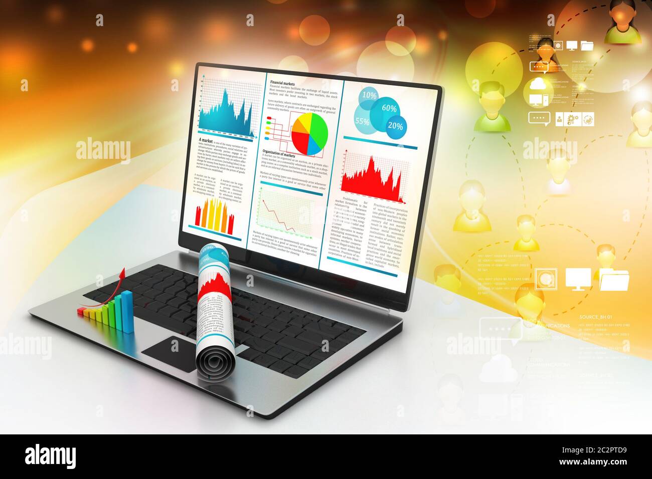 Laptop showing a financial report Stock Photo - Alamy