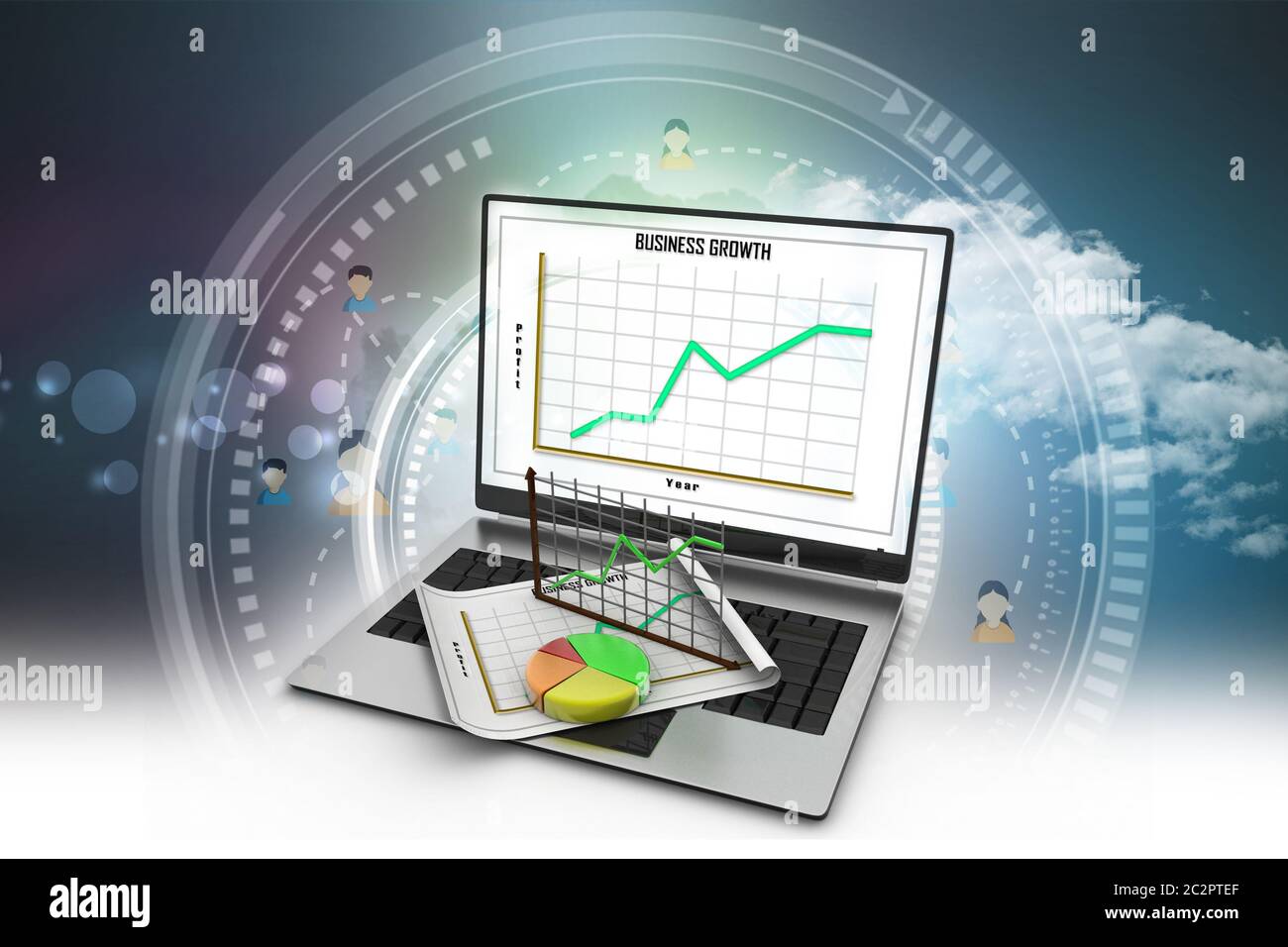 Laptop financial data charts hi-res stock photography and images - Alamy