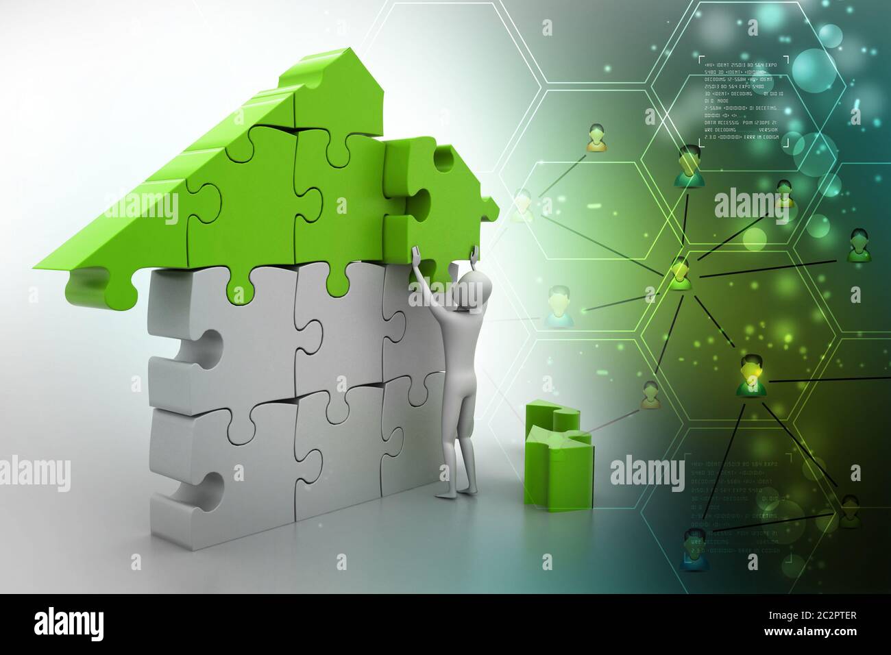 3d man, building the house Stock Photo - Alamy