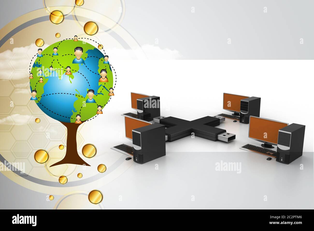 Usb with computer net work Stock Photo - Alamy