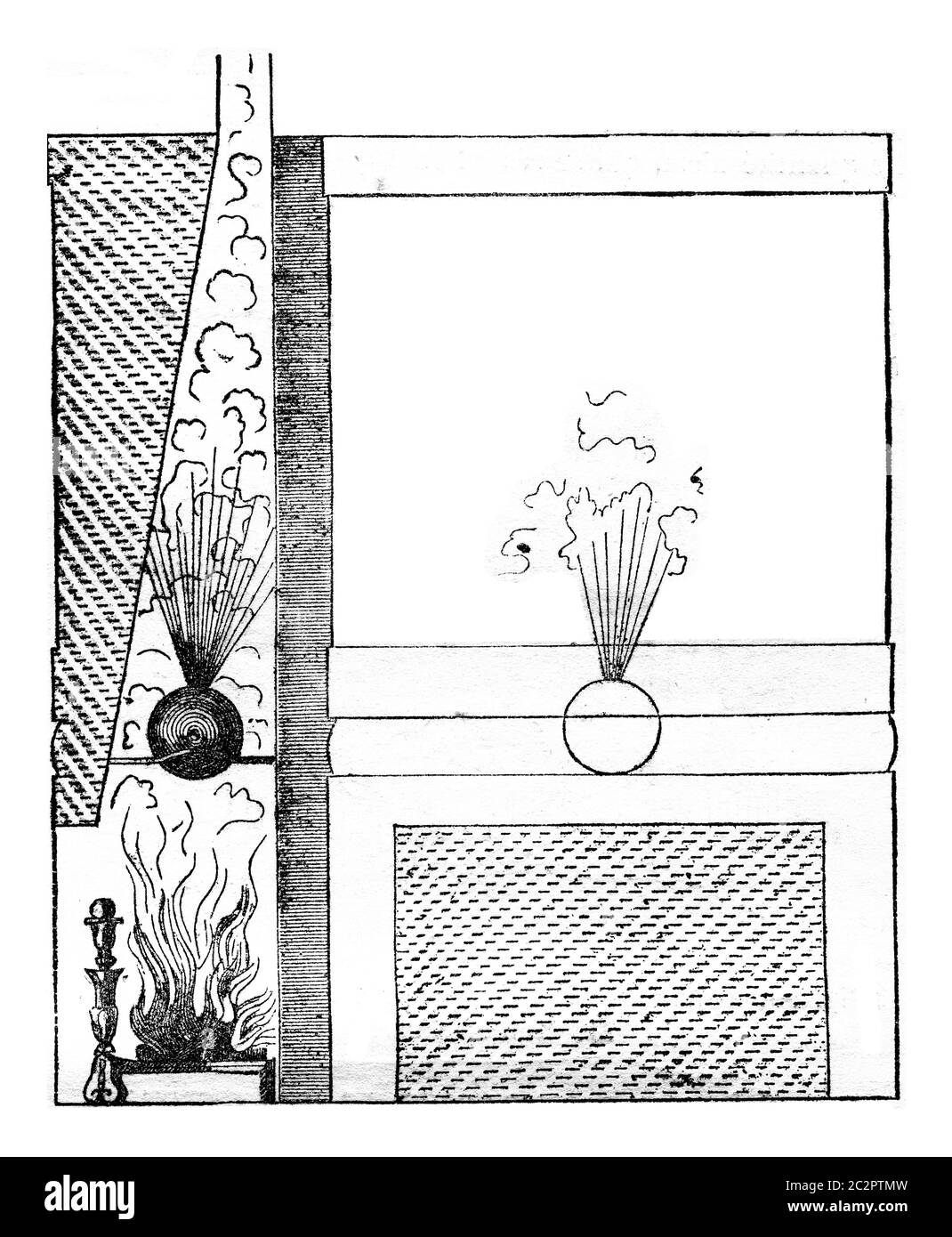 Using the aeolipile by Philibert Delorme, vintage engraved illustration ...