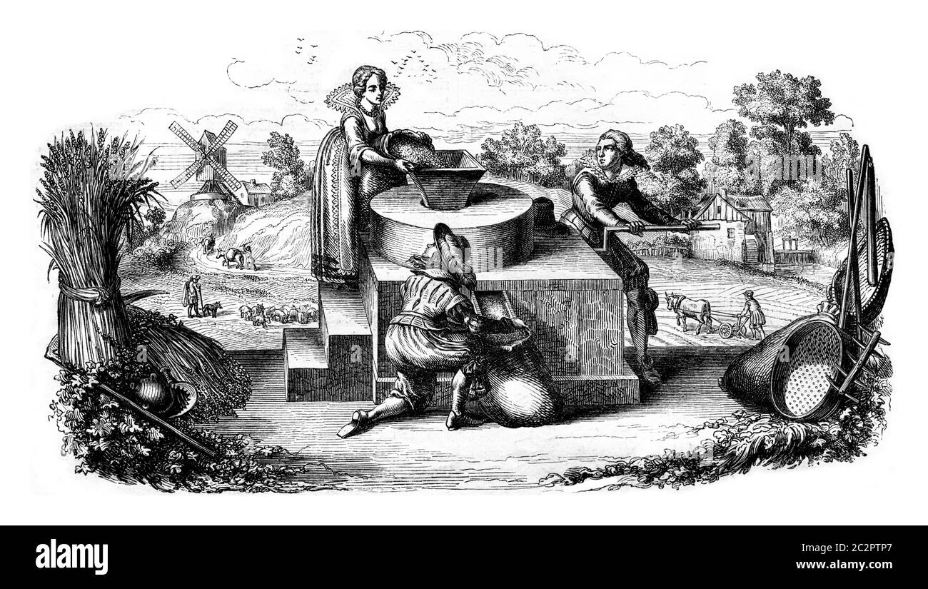 A mill arm, German allegorical engraving of the seventeenth century ...
