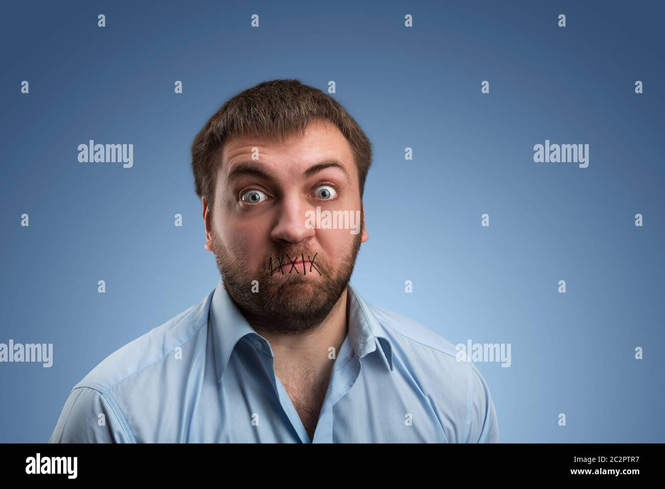 Sewed lips hi-res stock photography and images - Alamy