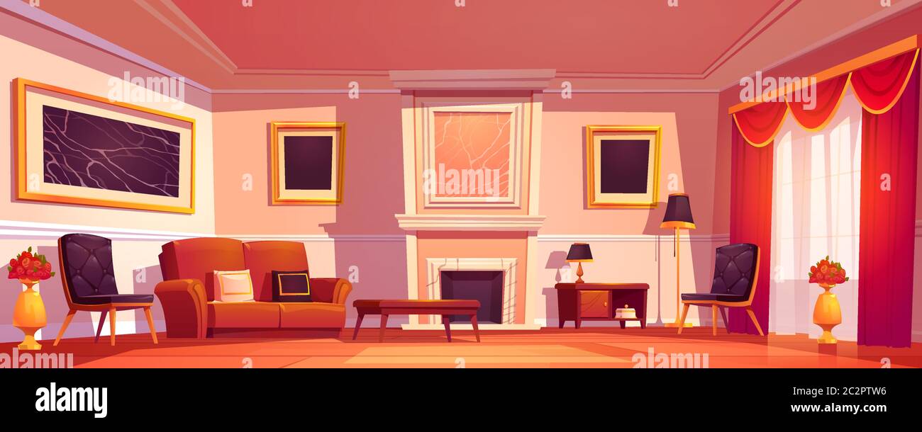 Empty Living Room Cartoon