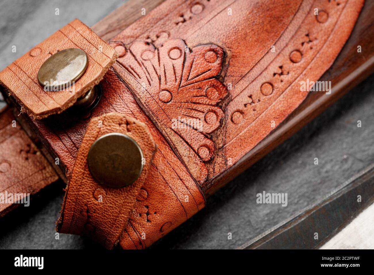 Details of a traditional handmade balinese knife belakas shot on a ...
