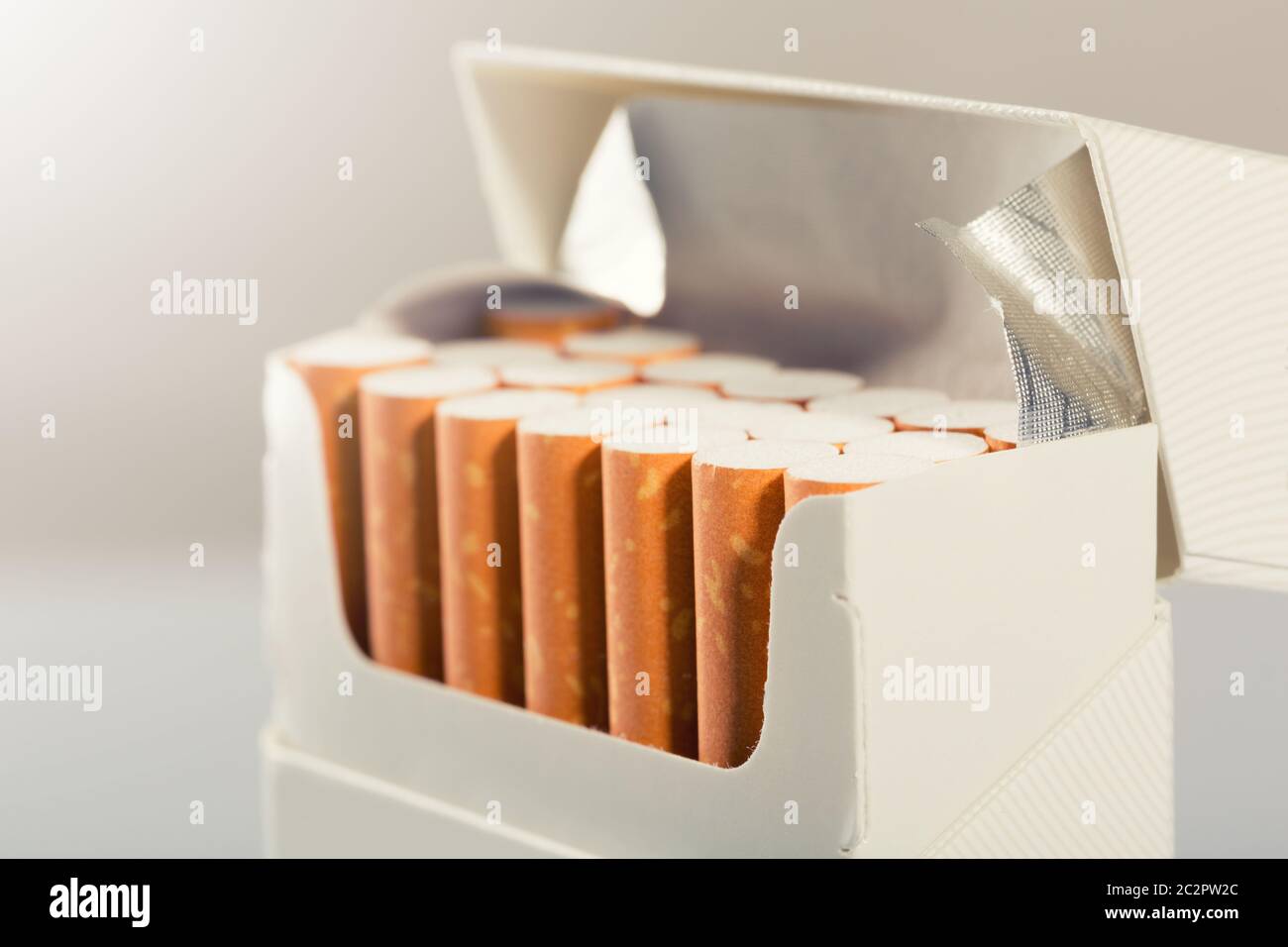 Closeup picture of box with cigarettes Stock Photo - Alamy