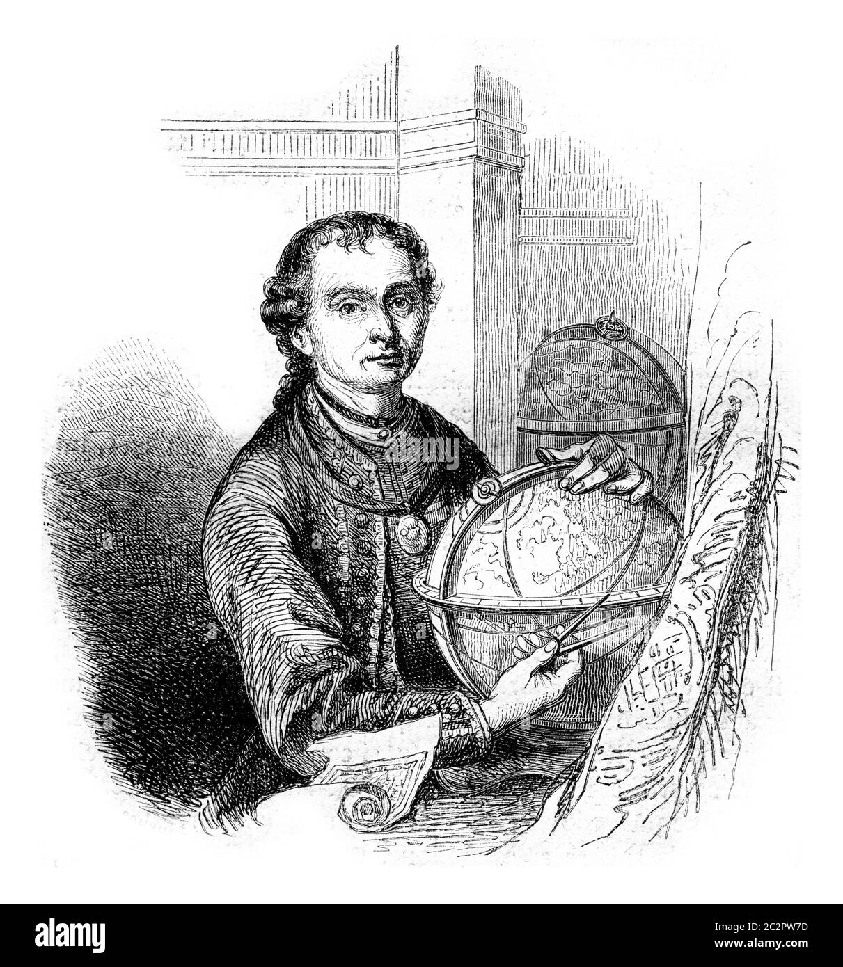 Peter Anich, Tyrolean peasant became astronomer, vintage engraved ...