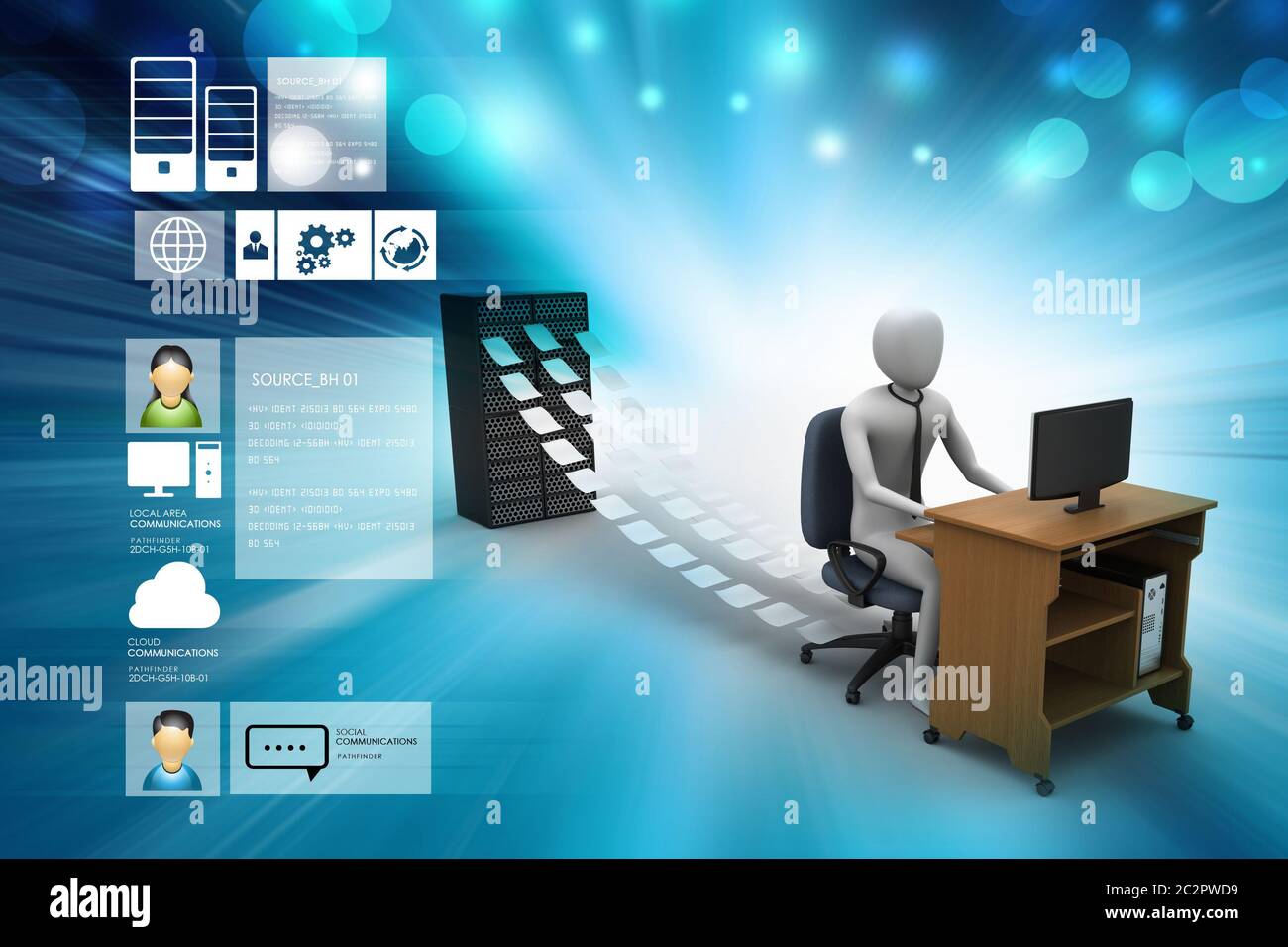 3d clerk working in the office Stock Photo - Alamy