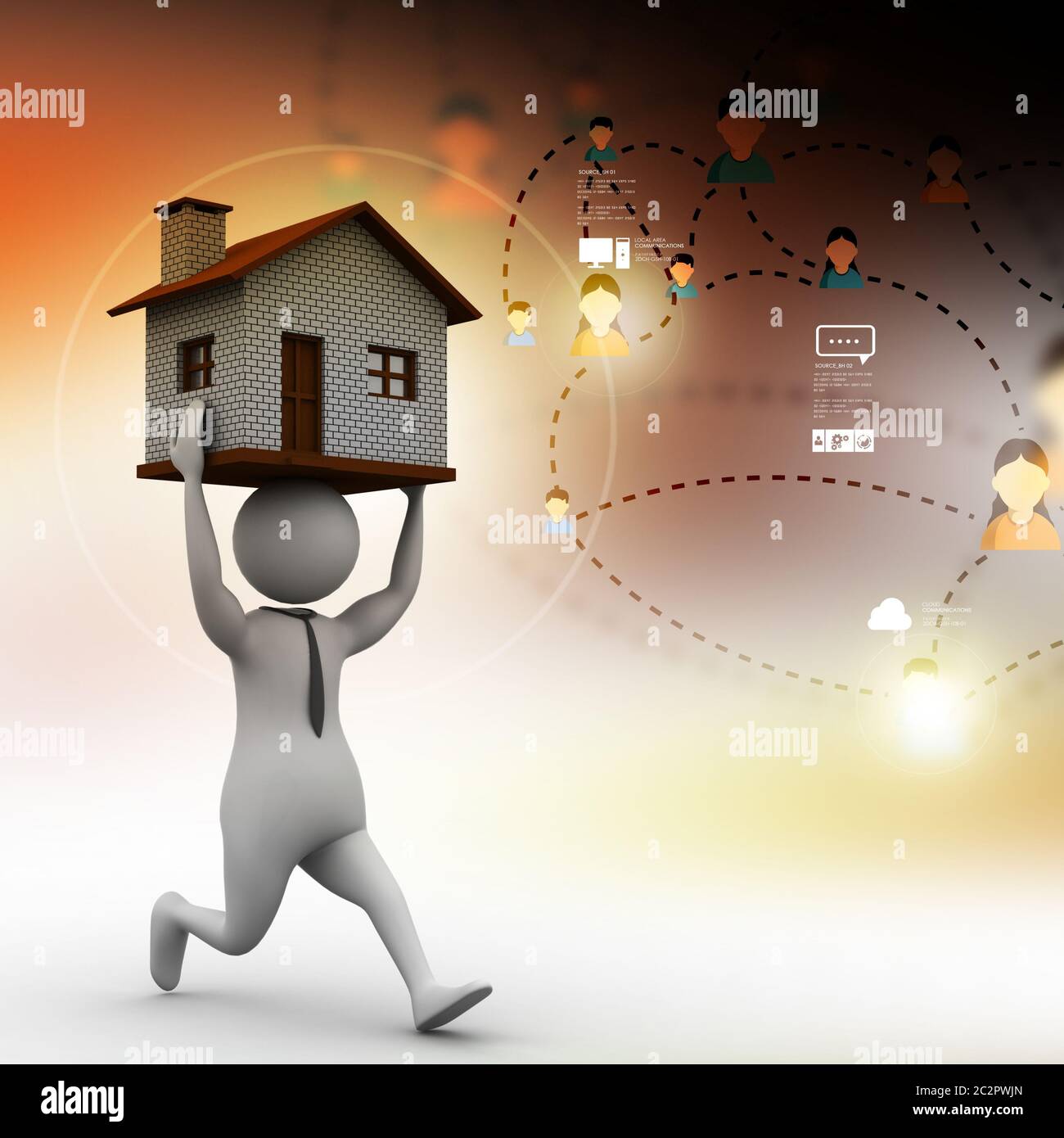 3d man holding house Stock Photo - Alamy