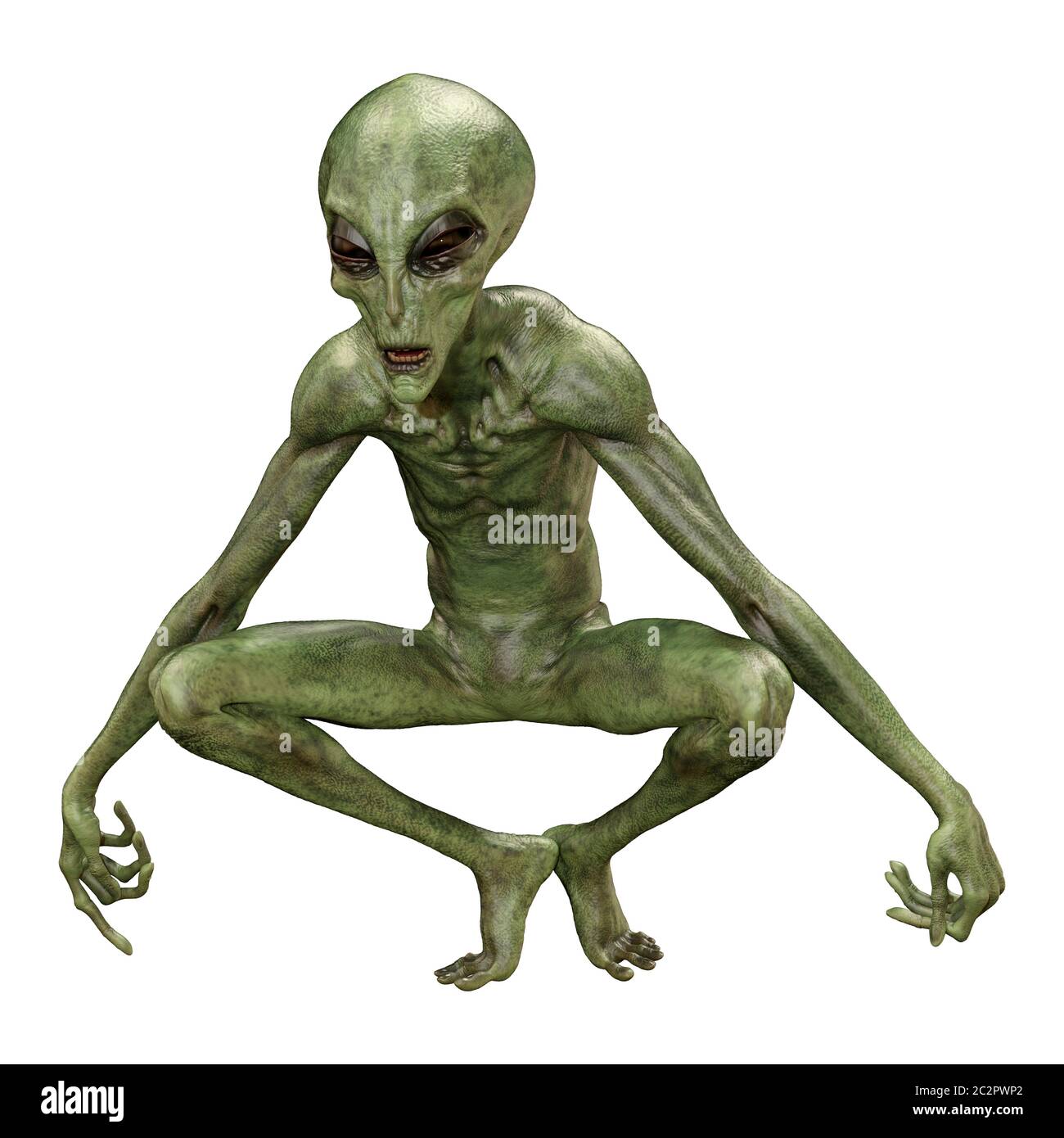 3D rendering of a green alien isolated on white background Stock Photo ...