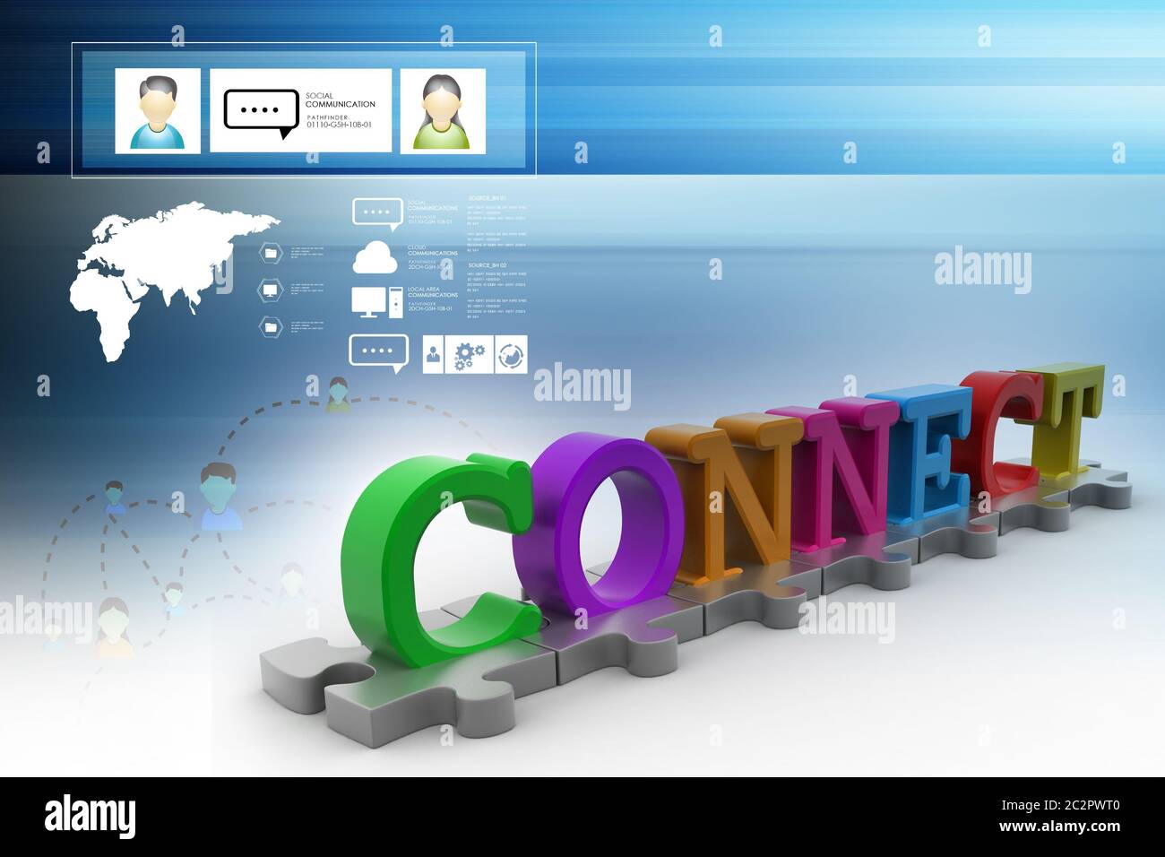 Connect - puzzle 3d Stock Photo - Alamy