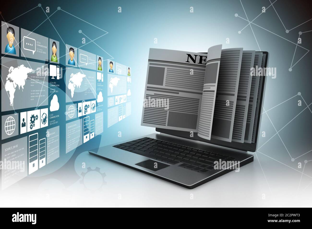 News through a laptop screen concept for online news Stock Photo - Alamy