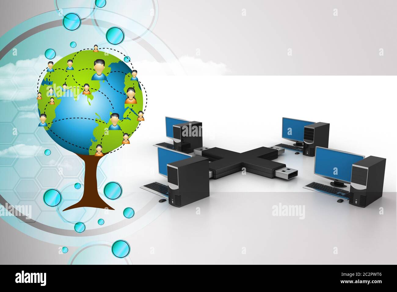 Usb with computer net work Stock Photo - Alamy